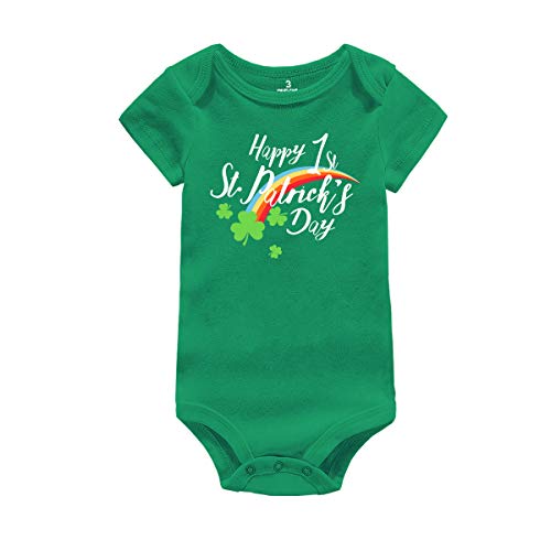 Infant Green Bodysuit 1st St. Patrick's Day Gift Baby Irish Charm Romper Newborn Jumpsuit Outfit (Happy 1st St. Patrick's Day, Suggest for 6-12 Months)
