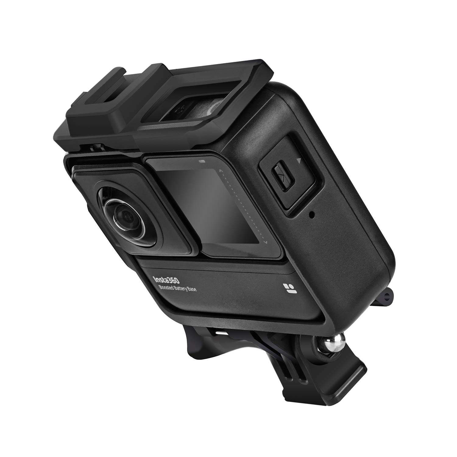 Housing Case for Insta360 ONE R Boosted Battery Frame, Protective Shell Cage Mount Bracket Accessories with Hot Shoe (Black)