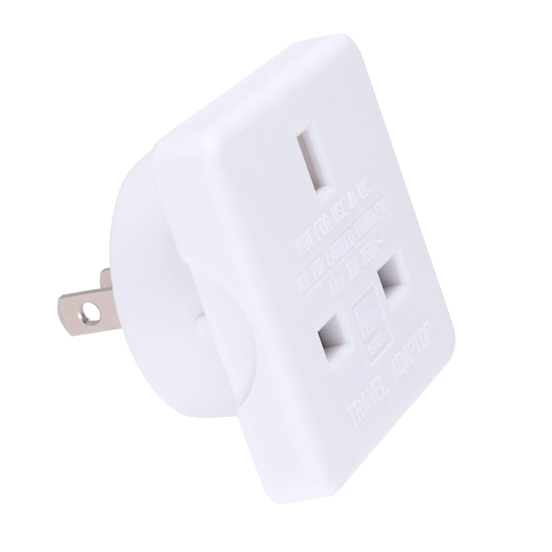 UK to US Adapter England American Socket 3 Pin to 13 Amp 2 Pin Plug Type G to Type A B | International Universal USA Travel Adaptor Adopter | for Mobile Phone Tablet Laptop | 1 x White