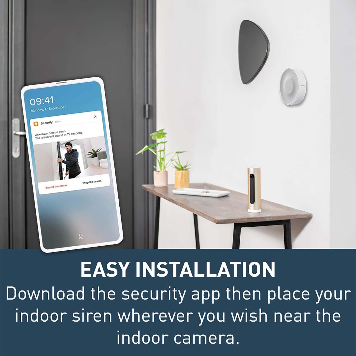 Netatmo Smart Indoor Siren | Wireless 110 Decibel Siren | Auto Arm & Disarm | Easy Installation Can Be Powered with Batteries Or Hard Wired | Model NIS01US