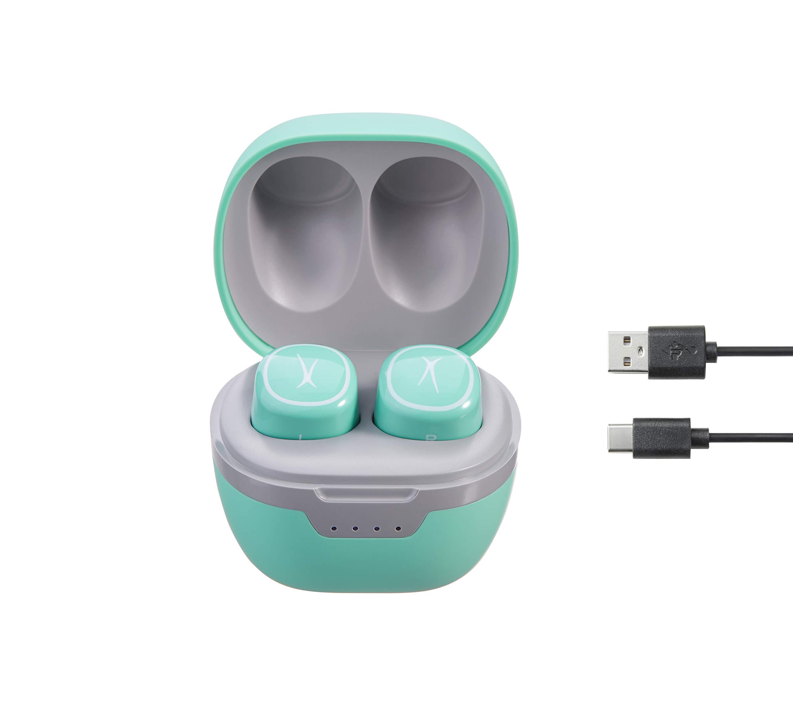 Altec Lansing Nanobuds - Truly Wireless Earbuds with Charging Case, TWS Waterproof Bluetooth Earbuds with Touch Controls for Travel, Sports, Running, Working (Mint)