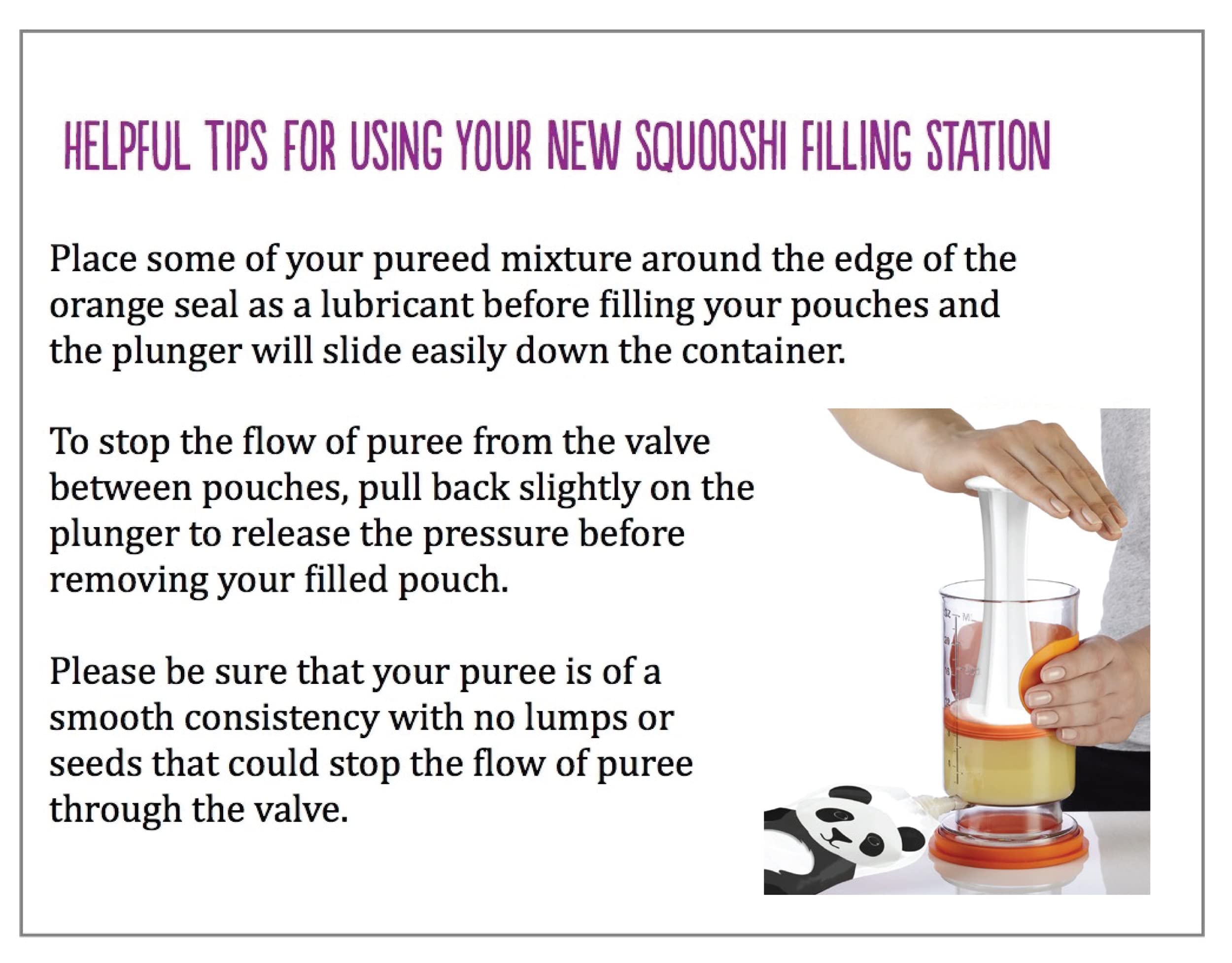 Squooshi Filling Station Baby Food Pouch Maker/Filler + 12 Large 5 oz Pouches for semi-Solid Foods