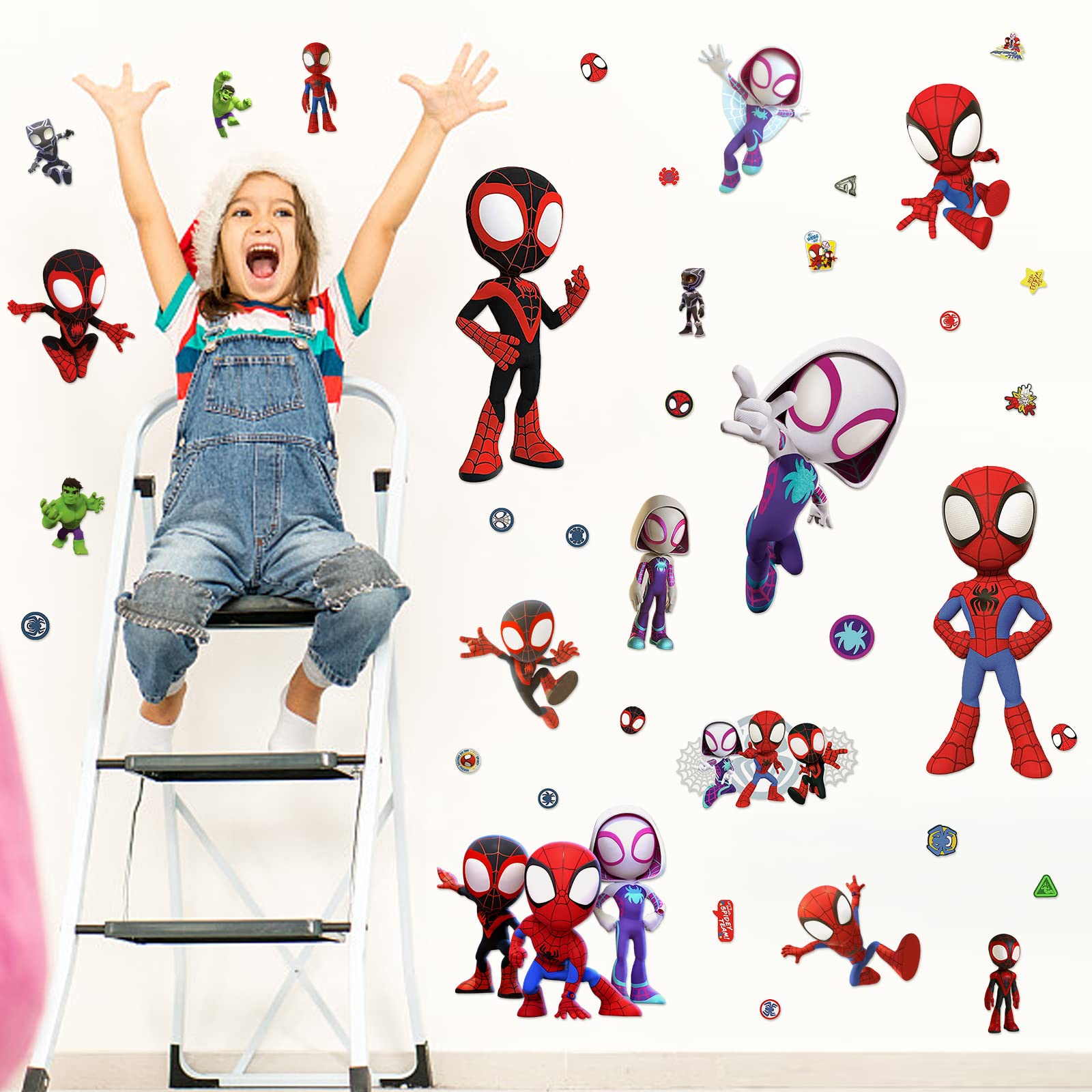 4 Sheets Superhero Peel and Stick Wall Decals Waterproof Durable Wall Stickers Ideal for Boys Bedroom Bathroom Nursery Playroom Wall Decor