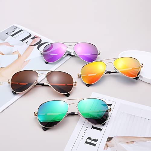 AZorb Polarized Aviator Sunglasses Mirrored Lens Metal Frame for Men Women, 100% UV 400 Protection