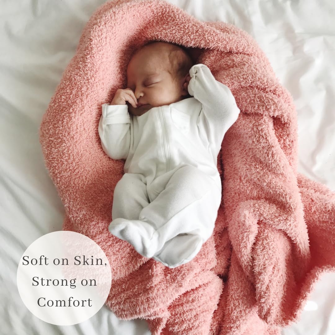 SARANONI Bamboni Luxury Baby Blanket | Plush Blanket for Infant Boys & Girls | Receiving Blanket 30β x 40β | Peach