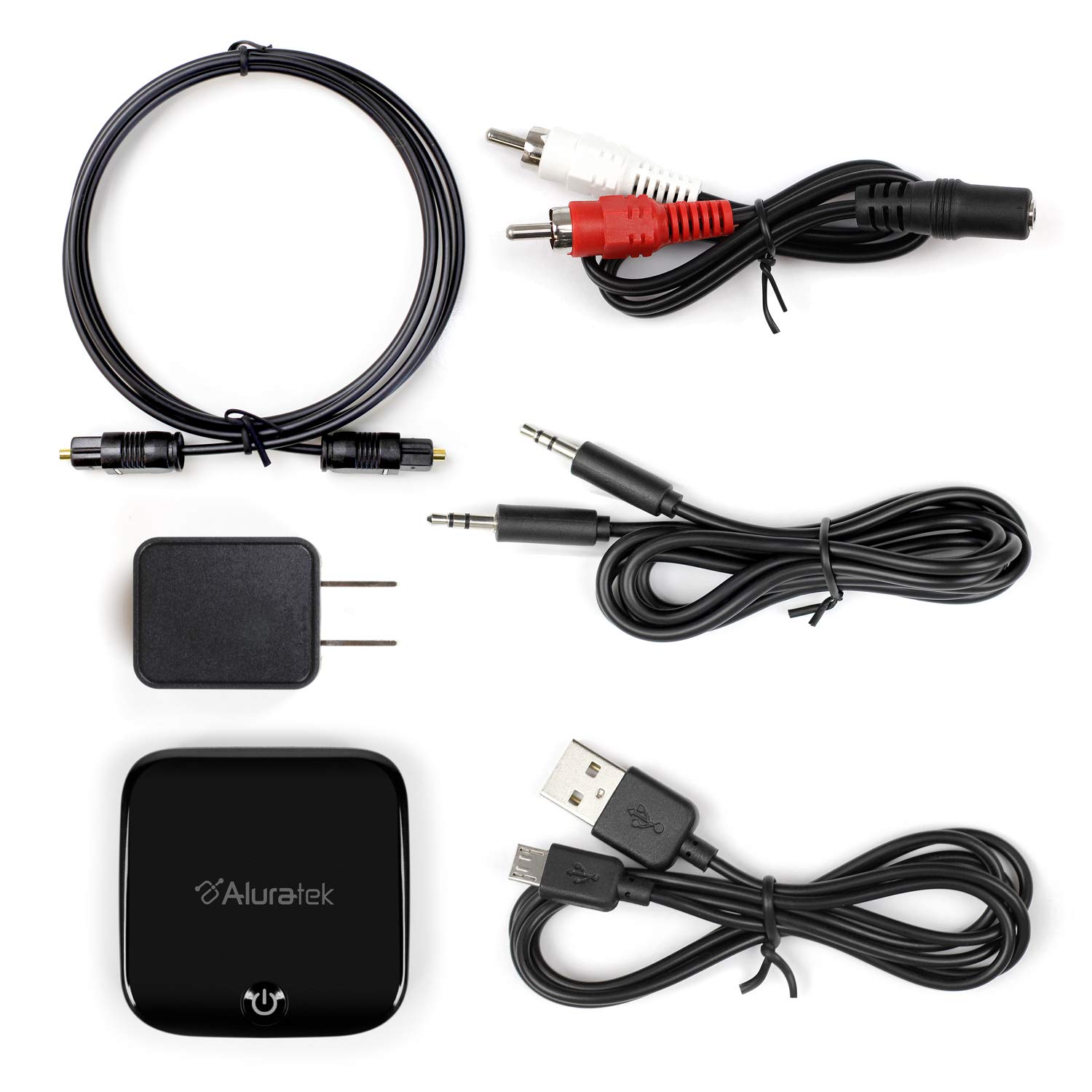 Aluratek ADB1B Bluetooth Audio Receiver and Transmitter, 2-in-1 Wireless 3.5mm, AUX, Optical Audio Adapter, Pairing with 2 Bluetooth Headphones Simultaneously in Transmitter Mode, Small