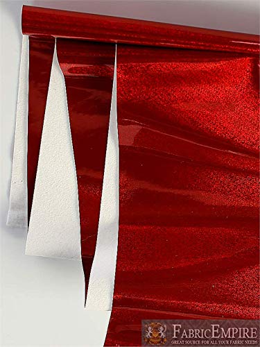 Fabric Empire Small Sparkle RED Vinyl Upholstery Hologram Glossy Fabric 54" Wide Sold by The Yard