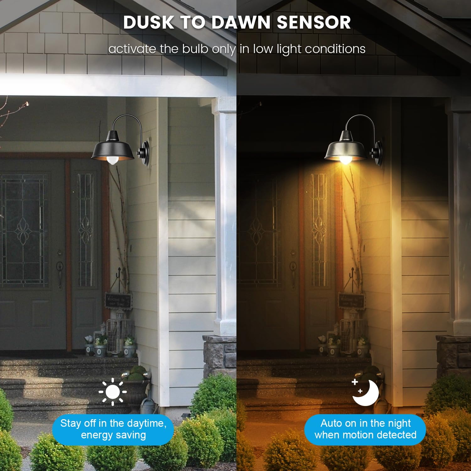 Aovpex Motion Sensor Light Bulbs Dusk to Dawn 13W Equivalent 100W 1100lm Movement Activated Security LED Light Bulb 2700K Warm White, Auto On Off for Porch Garage Basement Hallway Closet, 4 Pack