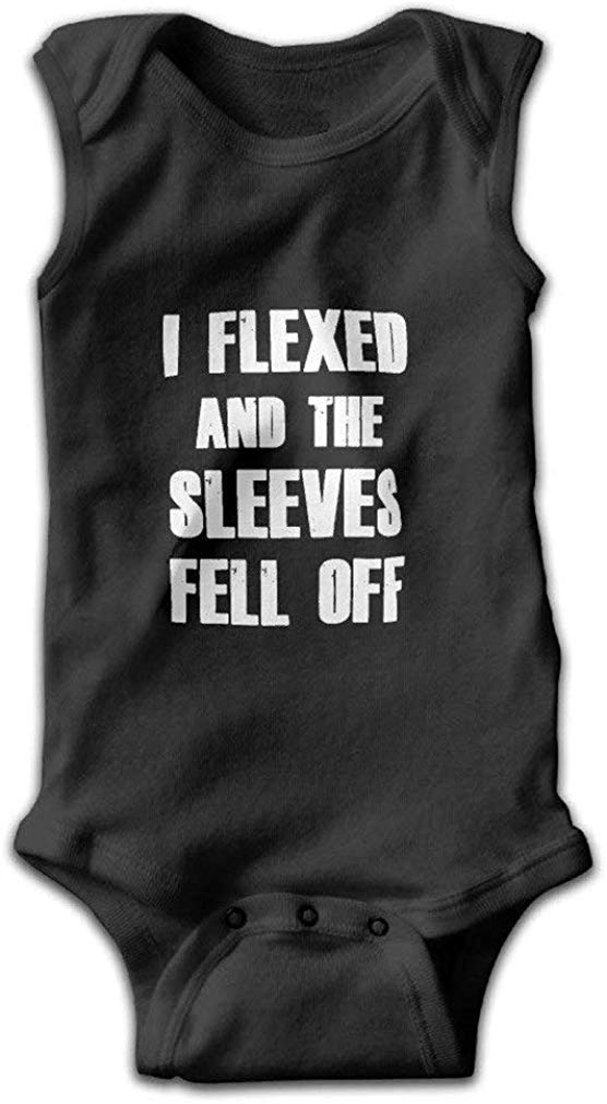 I Flexed and The Sleeves Fell Off Baby Sleeveless Rompers Jumpsuit Cute Bodysuit Black
