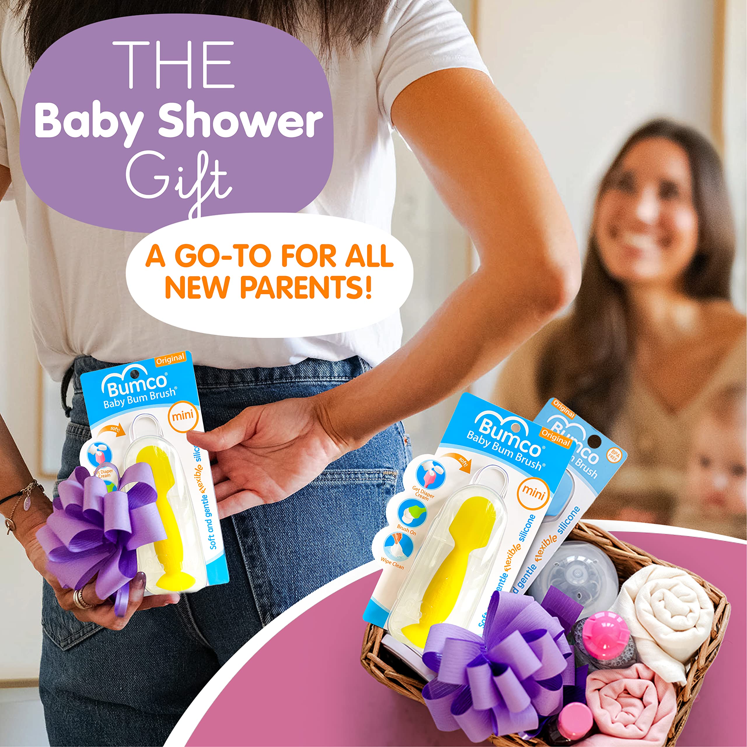 Bumco Mini Diaper Cream Spatula with Case - BPA-Free Butt Spatula Baby, Soft & Flexible Diaper Spatula, Diaper Cream Applicator, Mom-Invented Baby Must Haves, Diaper Bag Essentials, Butt Paste Spatula