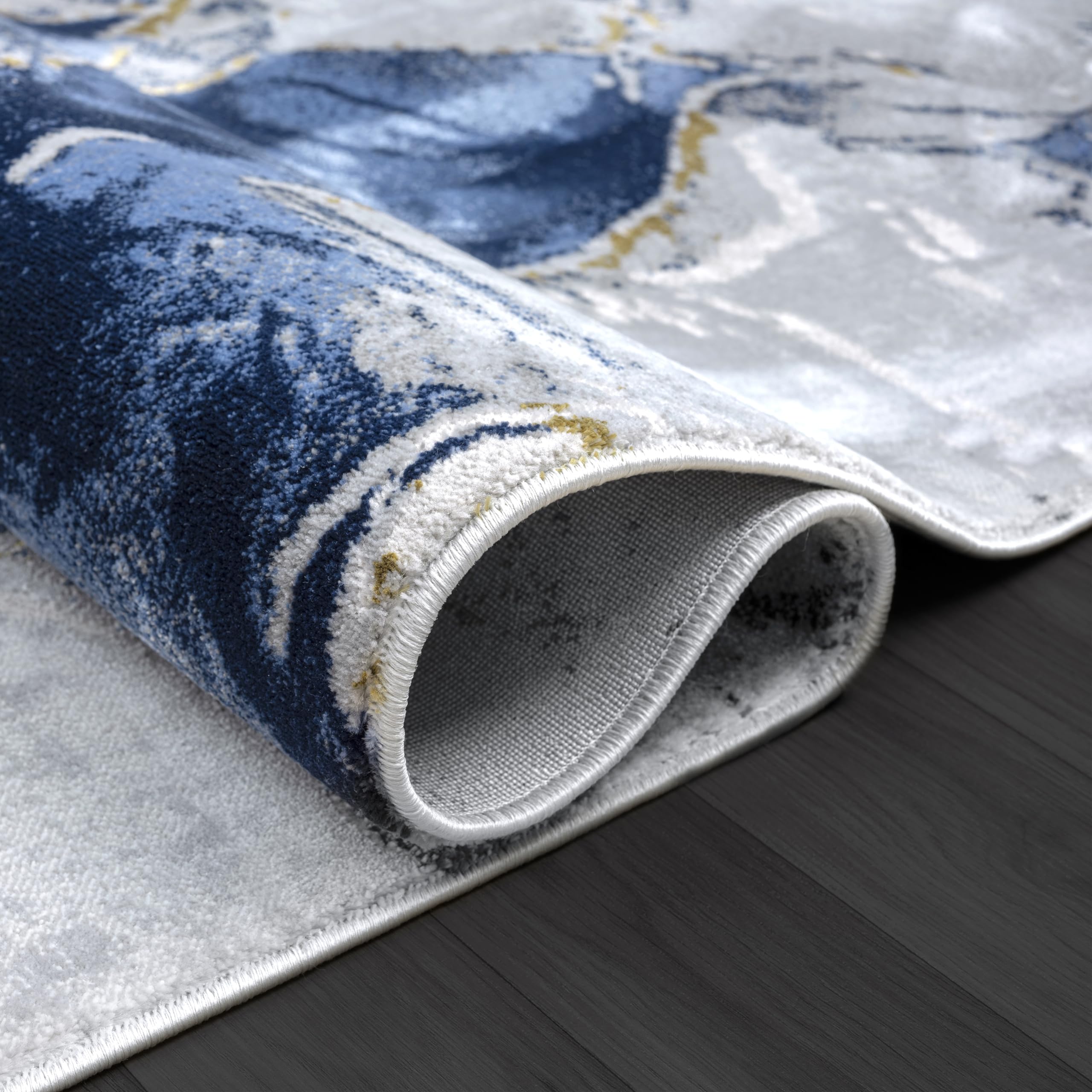 Abani Regal Collection Area Rug - Abstract Grey Blue Design - 8' x 10' - for Living Room, Bedroom & Office