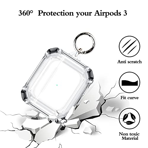 AnNengJing Custom Photo Name AirPods 3 Case with Keychain,Personalized Soft Clear TPU AirPods 3rd Gen Case Cover (Black)