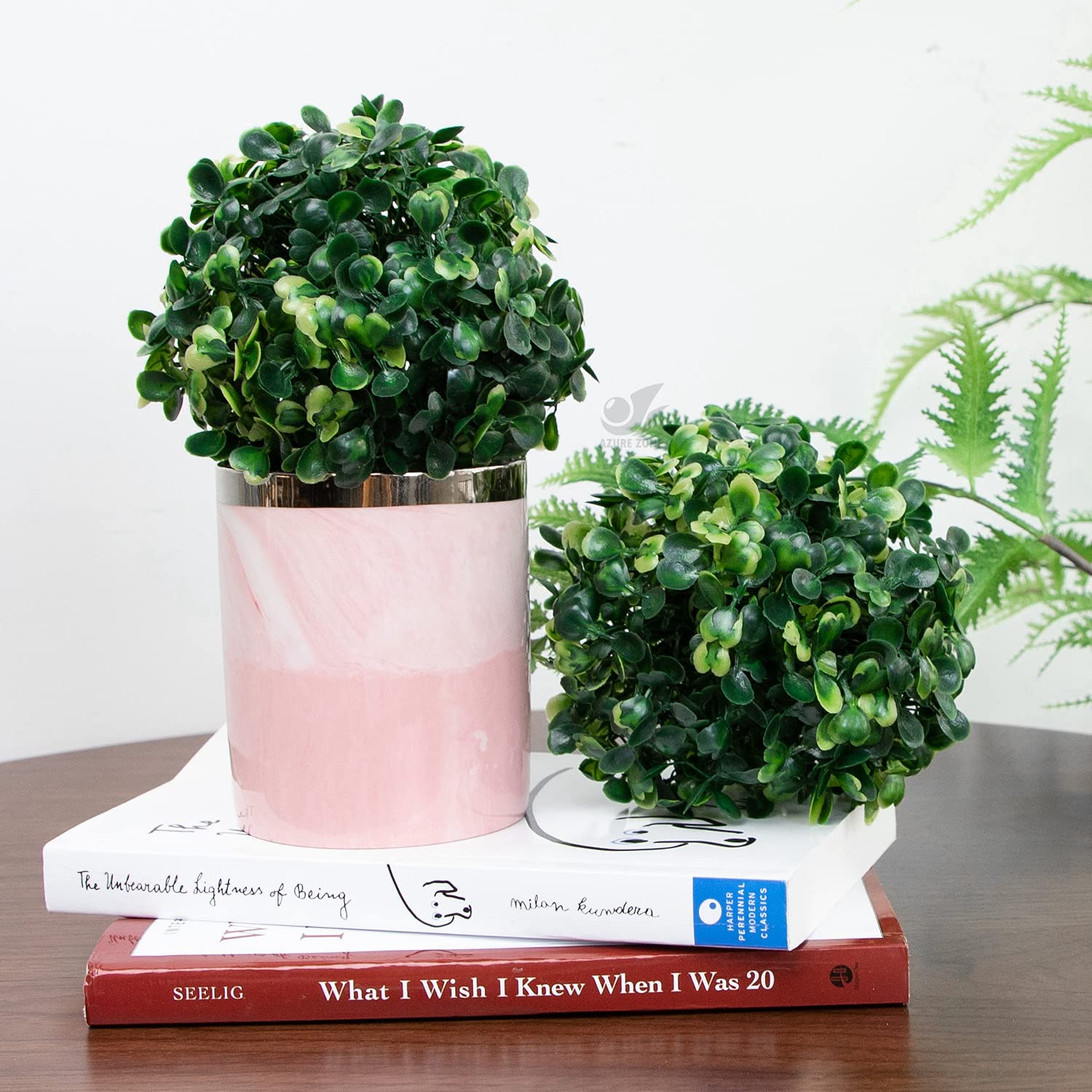 Azure Zone, Pack of 6 4" Artificial Boxwood Topiary Green Plant Balls Decorative Greenery Filler for Garden Home