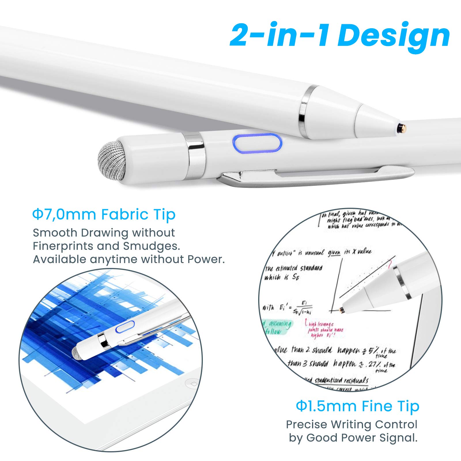 Stylus Pen for Lenovo Ideapad Flex, EDIVIA Digital Pencil with 1.5mm Ultra Fine Tip Pencil for Lenovo Ideapad Flex 3/4/5/6 11&14 Stylus, White