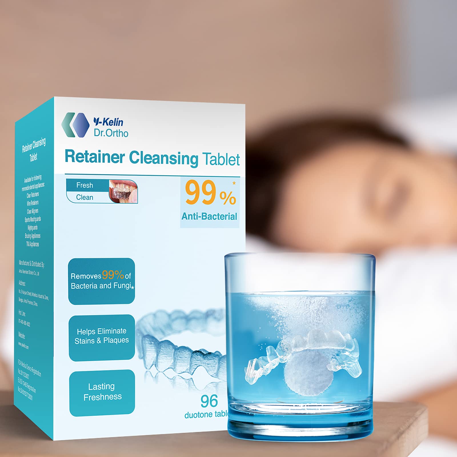 Retainer Cleaner Tablets Invisalign Cleaner Denture Cleaning Tablets,Remove Stains Away,3 Month Nature Supply - Use for Invisible Clear Aligner,Partials Full Dentures,Night Guard,Mouthguard by Y-Kelin