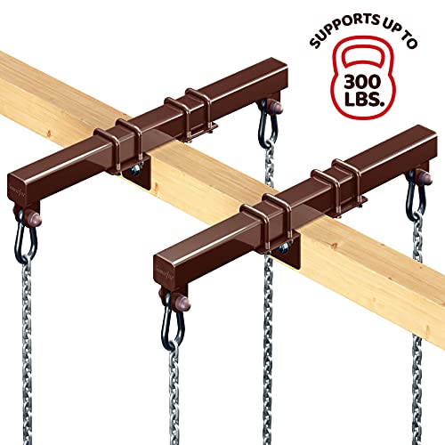 Swurfer Swingset Conversion Bracket - No Tree, No Problem, Convert Your Swingset to a Swurfset, Heavy Duty Horse Glider Bracket for Swing Set Attachment (Brown (2 Pack))