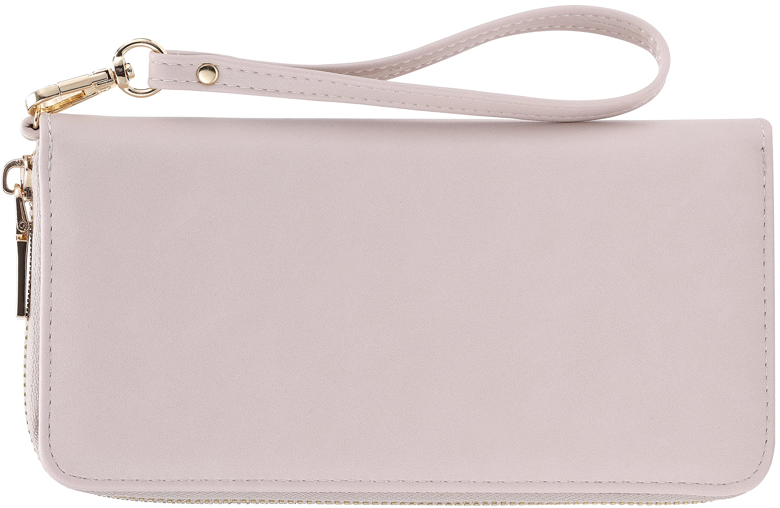 B BRENTANO Vegan Leather Slim Single-Zipper Wallet with Pocket, Wristlet and Tassel Accent (Leopard Brown)