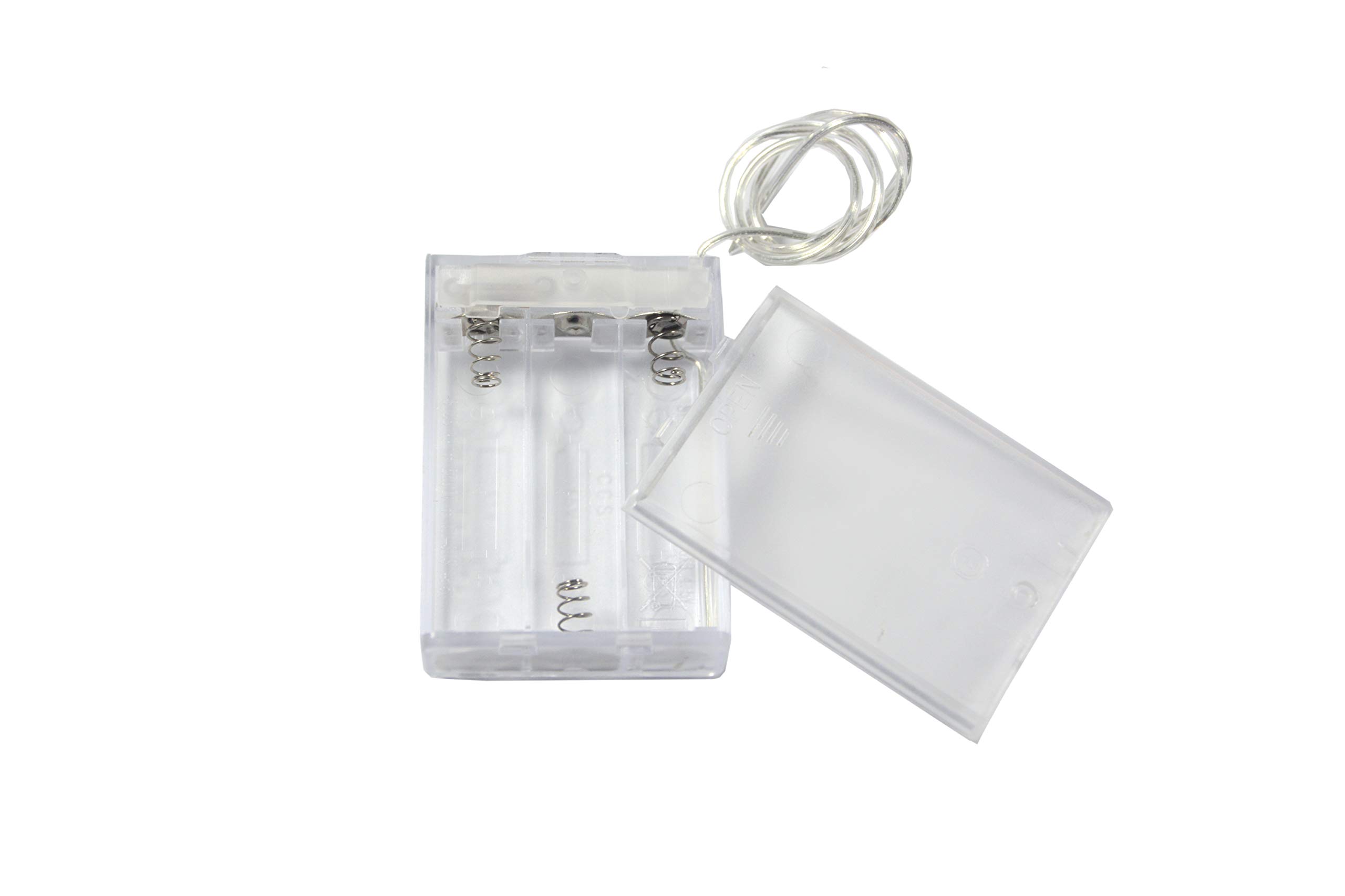 LAMPVPATH (Pack of 4) 3 AA Battery Holder with Switch, 4.5V Battery Holder with Switch, 3X 1.5V AA Battery Holder with Leads and Switch - Transparent