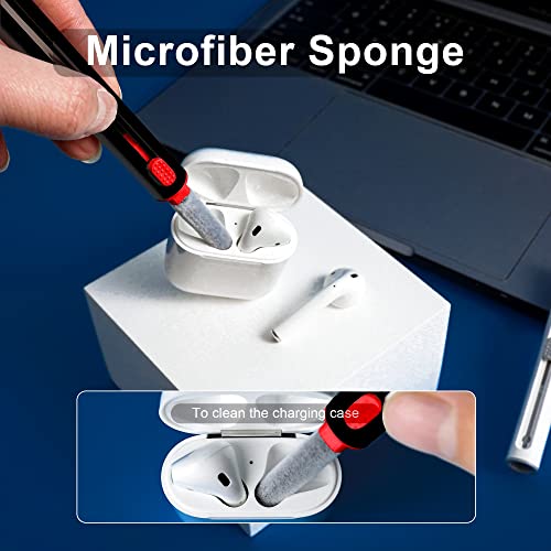 Bluetooth Earbuds Cleaning Pen 3 in 1 Cleaner Kit Earphone Brush, Multi-Function Portable Soft Cleaning Brush Pen Tools for Airpods Pro 1 2 3 Camera Lens Phone in-Ear Headphones Case(Black)