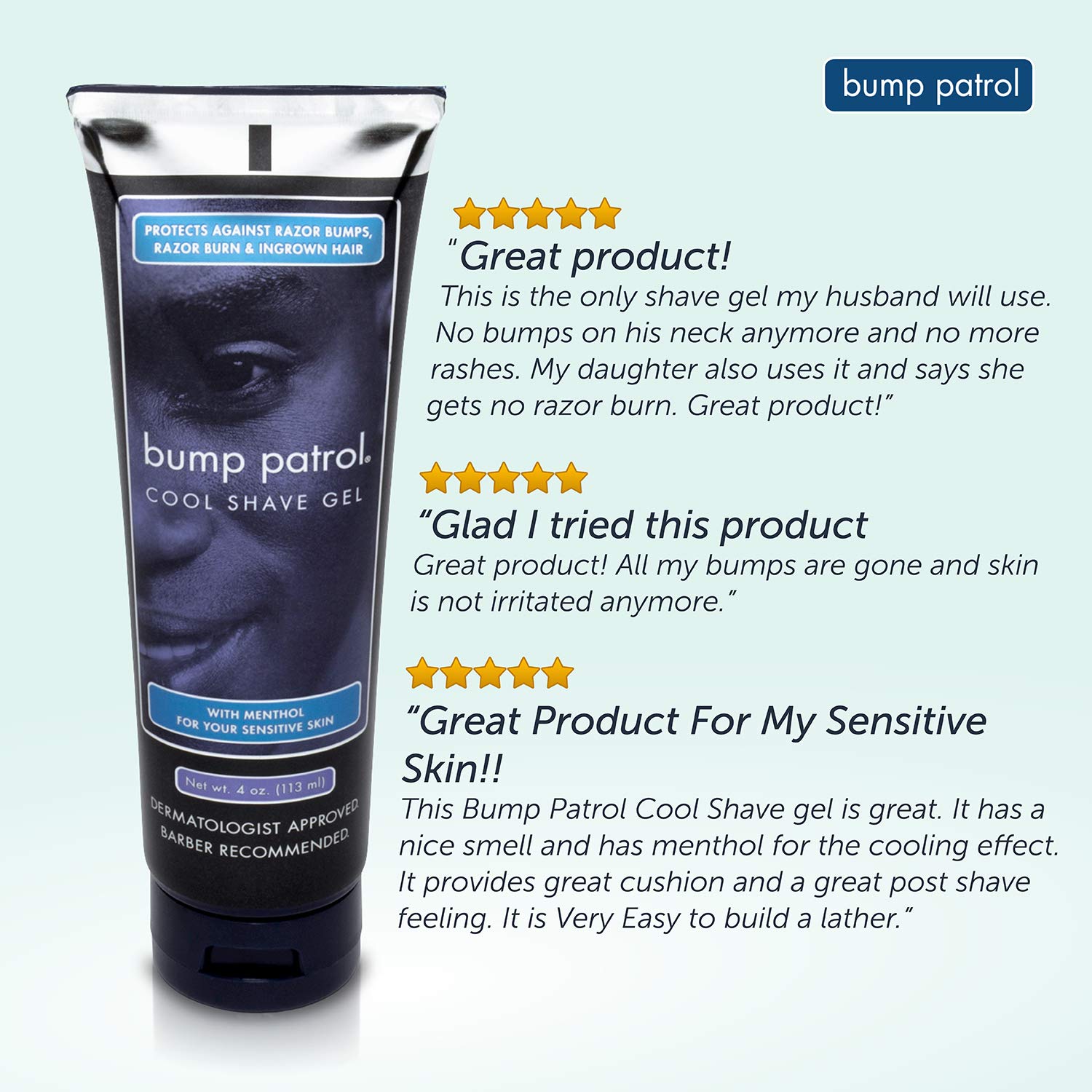 Bump Patrol Cool Shave Gel 4 Ounce Tube (Sensitive) (118ml)