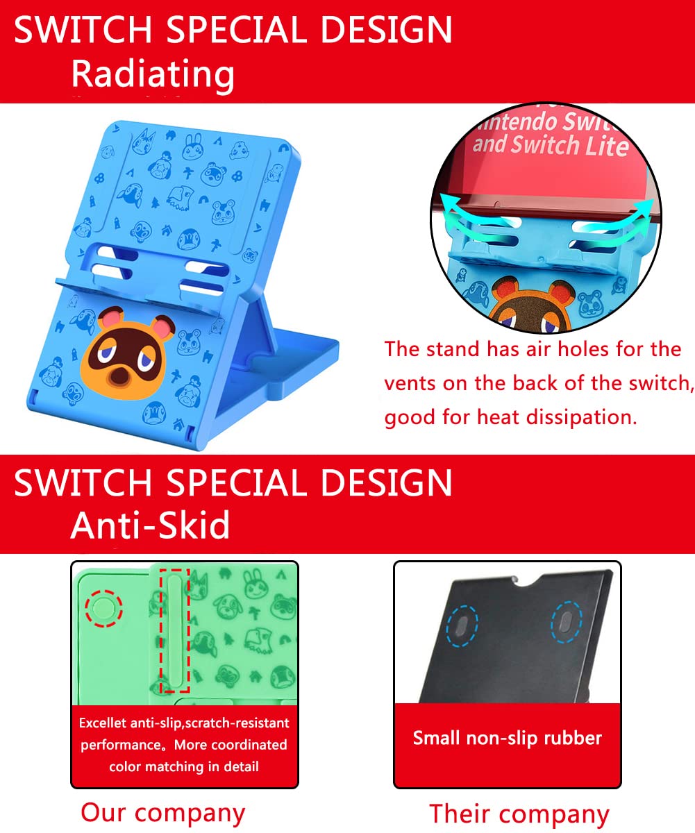 Busjoy Stand for Nintendo Switch, Switch OLED, Steam Deck, Switch Lite, Animal Crossing Angle Adjustable Swicth Holder, Portable Foldable Compact Non-Slip Bracket - Blue