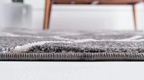 Unique Loom Trellis Frieze Collection Area Rug - Rounded (5' x 8' Oval, Dark Gray/ Ivory)