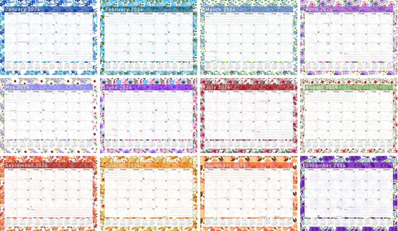 2024 Monthly Desktop/Wall Calendar/Planner - Habit Tracker - Daily, Weekly & Monthly Goal Motivational Habit Tracking Journal Inspirational - (Edition #022)