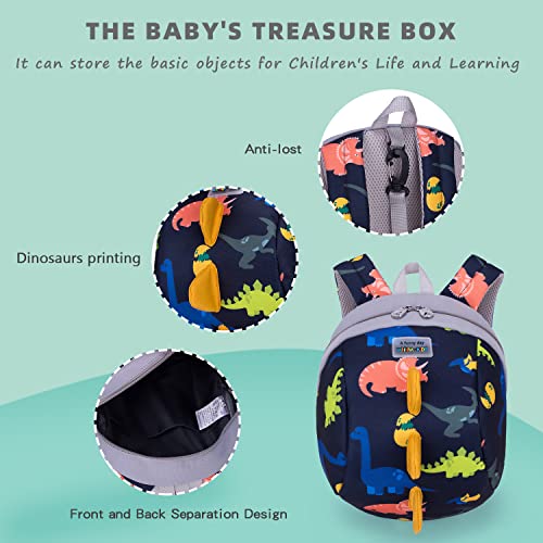 willikiva Dinosaur Toddler Mini Backpack Children Kids Baby Safety Harness Leash Waterproof Boys and Girls (3D Deep Blue)