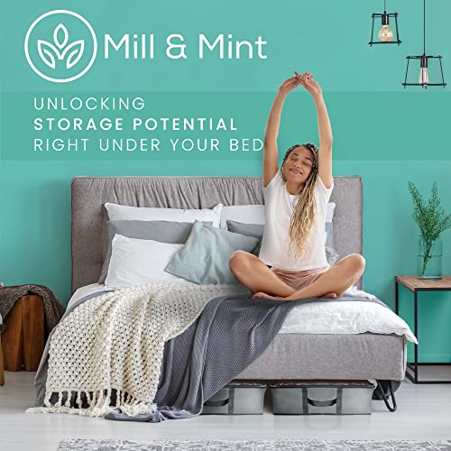 Mill & Mint β 2 Large Underbed Storage Bags + 1 Organizer Bin β Foldable Under Bed Storage Containers for Clothes, Blankets, Toys & Shoes, Gray