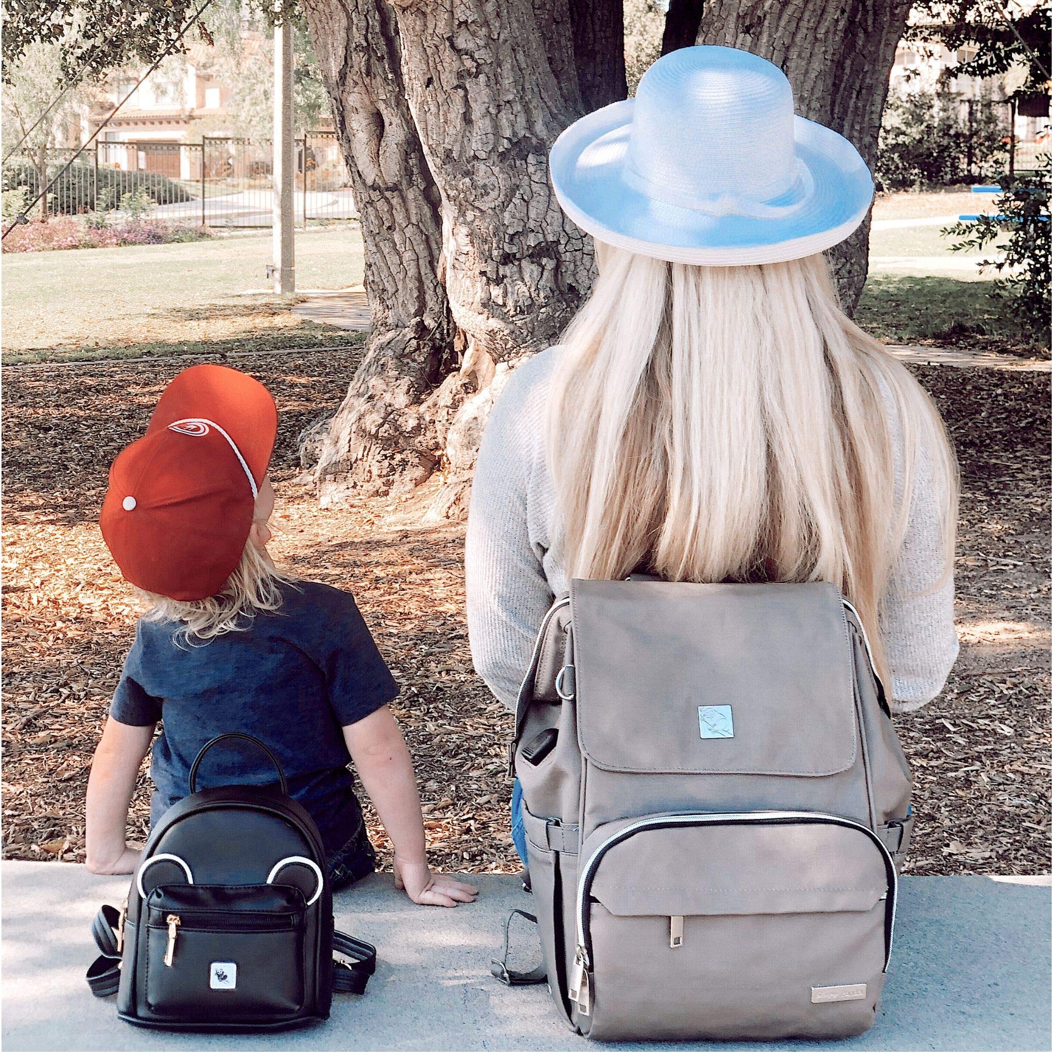 The Kennedy Diaper Bag Backpack for Mom or Dad with Stroller Straps, Baby Changing Pad & USB Hub, Neutral (Grey)