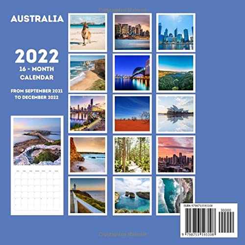 Australia Calendar 2022: 16-Month Calendar, Cute Gift Idea For Australia Lovers Women & Men
