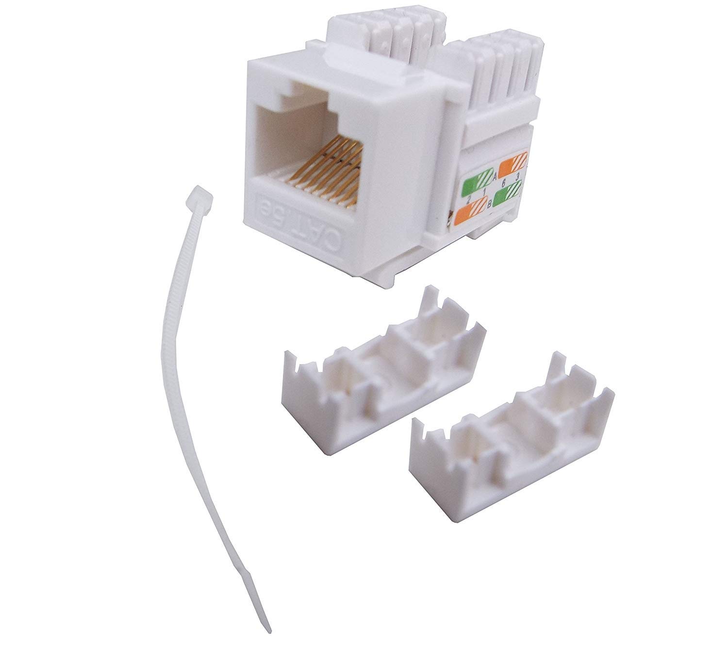 CNAweb Cat5e RJ45 Modular Keystone Jack, 110 Style, White - Box of 100