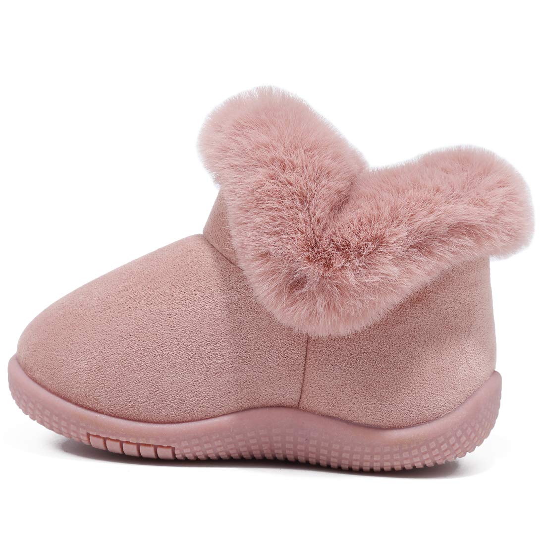 KEESKY Baby Girl Winter Boots Pink Winter Warm Shoes Fur Lined Toddler Size 5 M