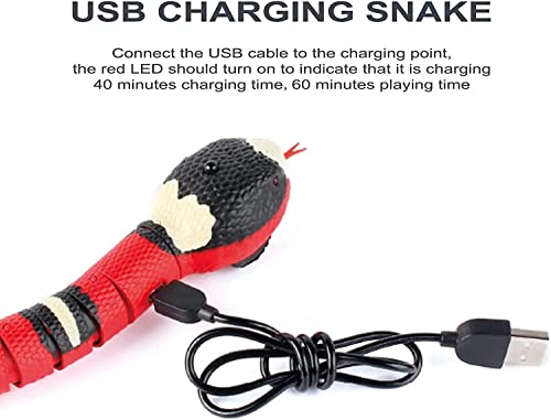CSD Smart Sensing Snake Toy - Interactive Fake Snake for Kids, Cats & Dogs - USB Rechargeable Electric Simulation Slithering Serpent - Realistic Snake Prank Prop for Halloween, Christmas & April Fools