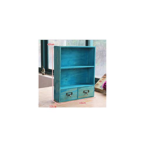 LLRYN Rustic Wall Shelf - Solid Wood, Suitable for All Kinds of Scenes, Living Room, Bedroom, Kitchen, Office (Color : Blue)