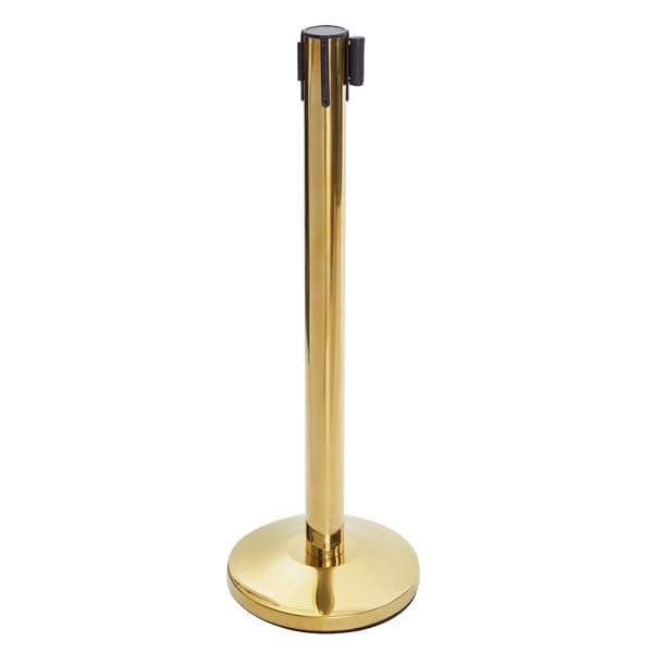 36" Metal Crowd Control/Guidance Stanchion with 78" Retractable Belt (Gold)