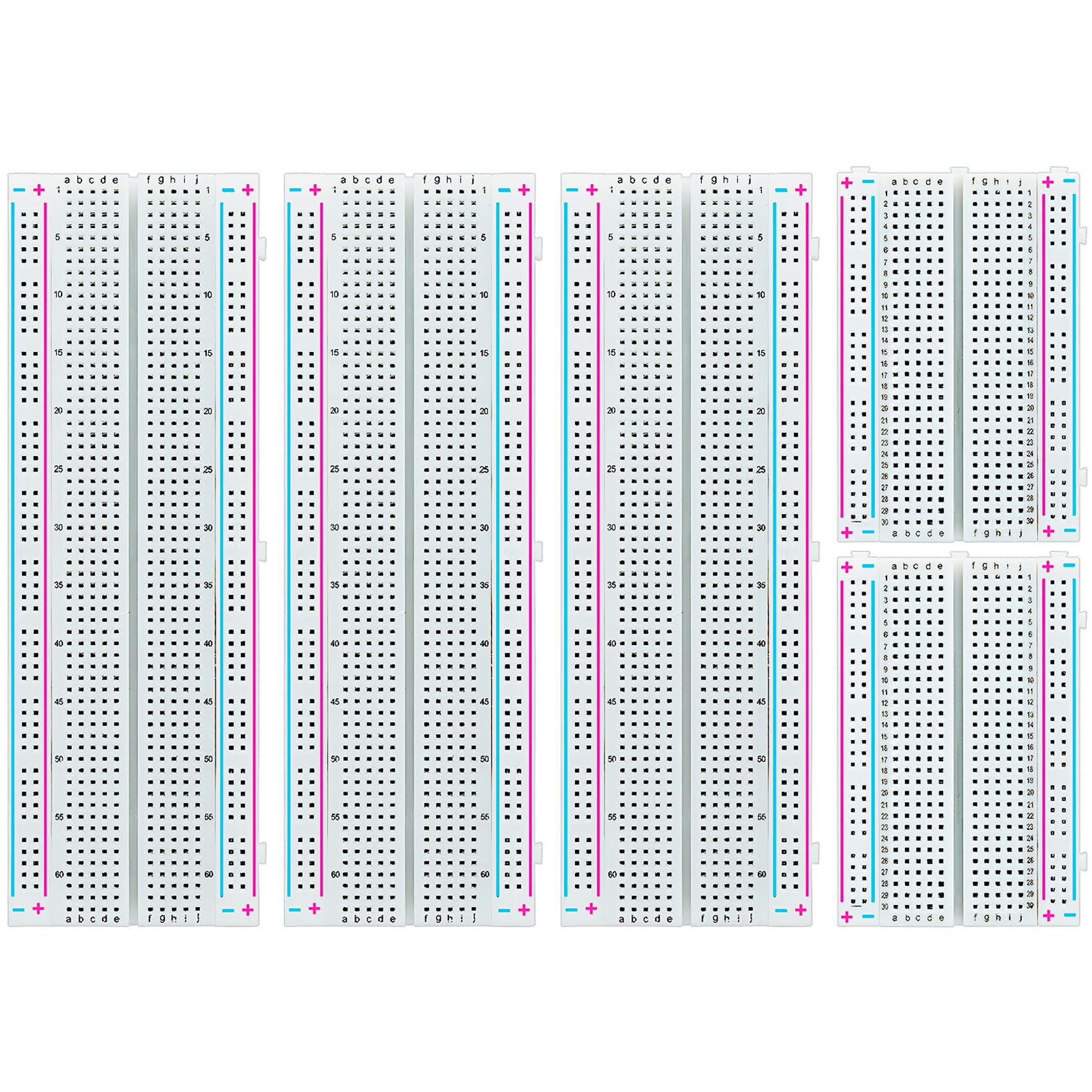 SunFounder 5PCS Breadboards Kit Include 3PCS 830 Point 2PCS 400 Point Solderless Breadboard Compatible for Arduino Proto Shield Distribution Connecting Blocks