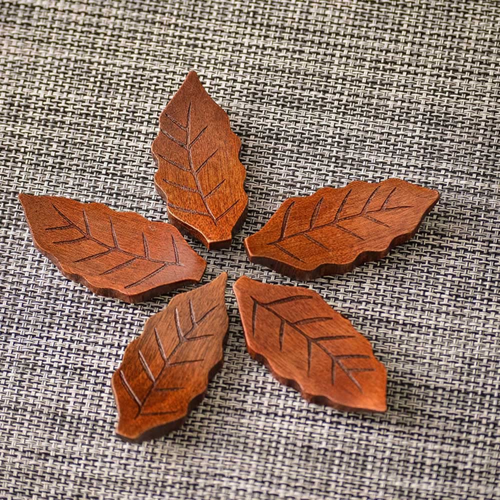 4PCS Natural Wooden Leaf Shape Wooden Chopstick Rest Japanese-Style Chopstick Stand for Home Restaurant Kitchen Table