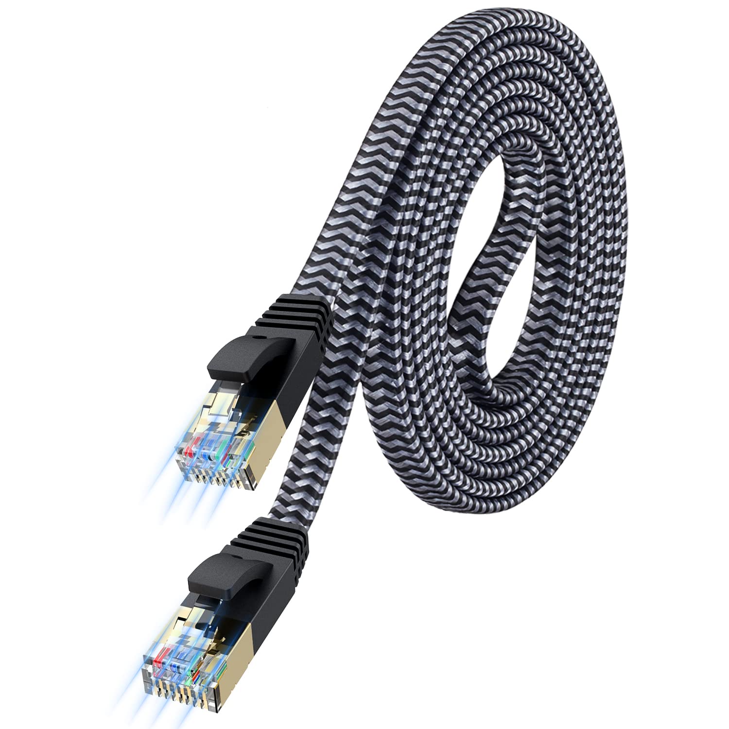 Ethernet Cable 20 ft, MORELECS Nylon Braided Cat 7 Internet Cable 20 ft Ethernet Cable RJ45 Network Cable Cat7 LAN Cable for PC Laptop Modem Router