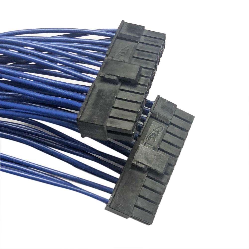GinTai Power Supply Extension Cable PSU Male to Female Y Splitter Replacement for ATX 24Pin 1 to 2 Port 23.5cm
