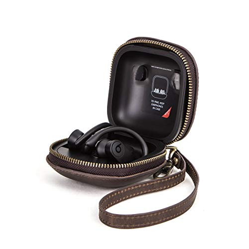 Hiram Powerbeats Pro Leather Case,Crazy Horse Leather Powerbeats Pro Case for Men and Women, Men's Leather Travel Case for Powerbeats Pro(Coffee)âŚ