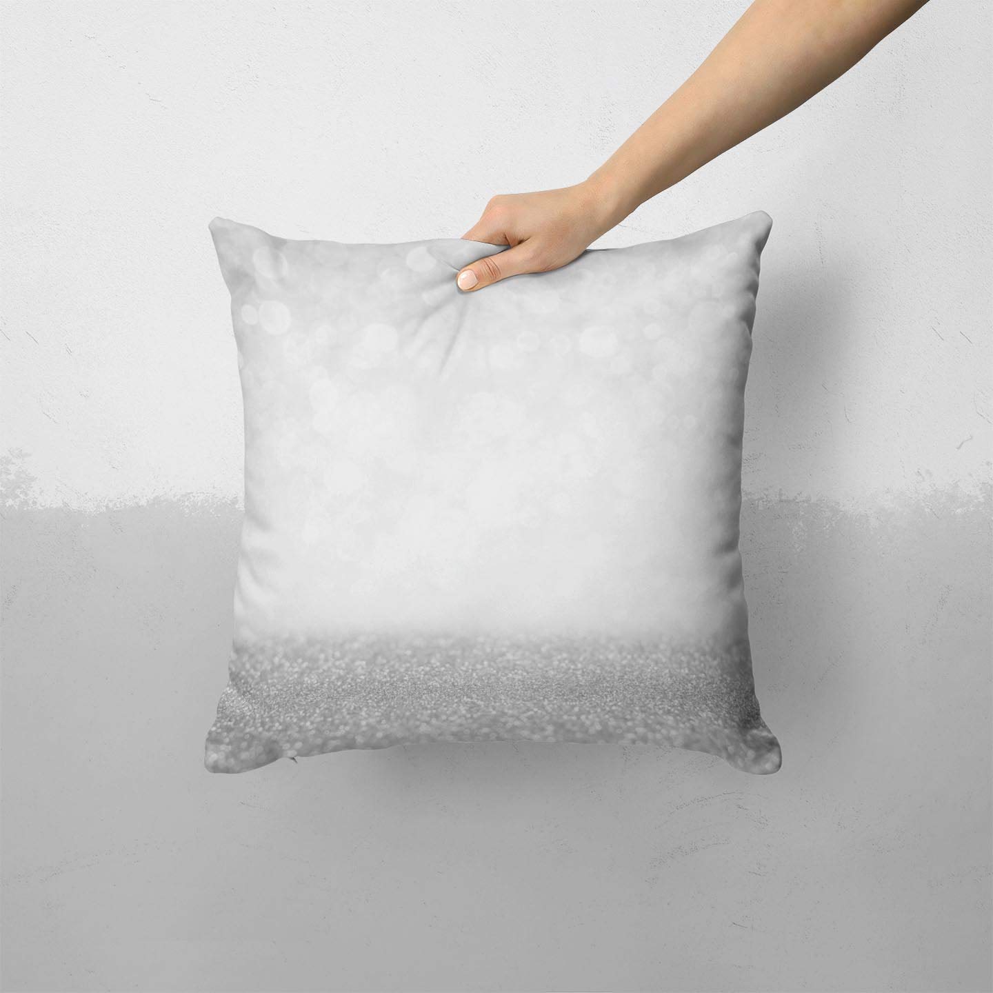 iiRov Silver and White Unfocused Sparkle Orbs - Custom Decorative Home Decor Indoor or Outdoor Throw Pillow Cover Plus Cushion Set for Sofa, Bed or Couch (Pillow CASE Cover Plus Cushion)