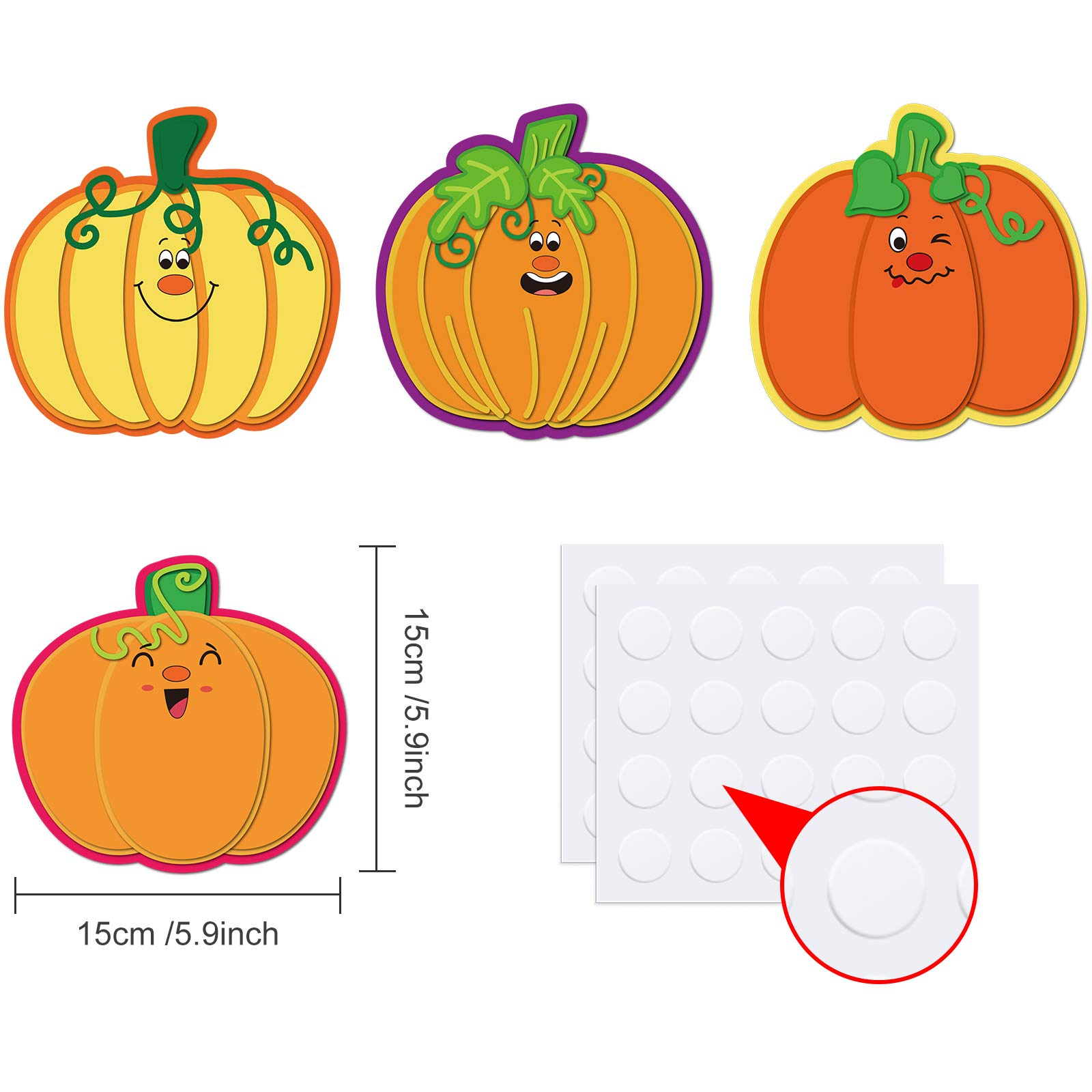 Blulu Pumpkin Cutout Decoration Pumpkins Cardboard Cutouts with Glue Point for Classroom School Bulletin Board Fall Theme Thanksgiving Halloween Party, 5.9 x 5.9 Inch(40 Pieces)