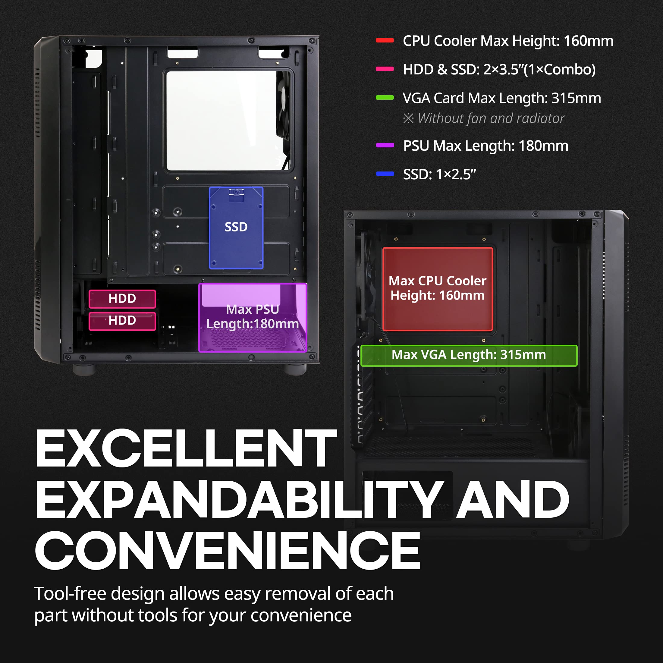 Zalman S4 Mid-Tower ATX PC Case, 2 x 120mm Fans Included, Acrylic Tinted Side Panel, ATX/mATX/Mini-ITX Support