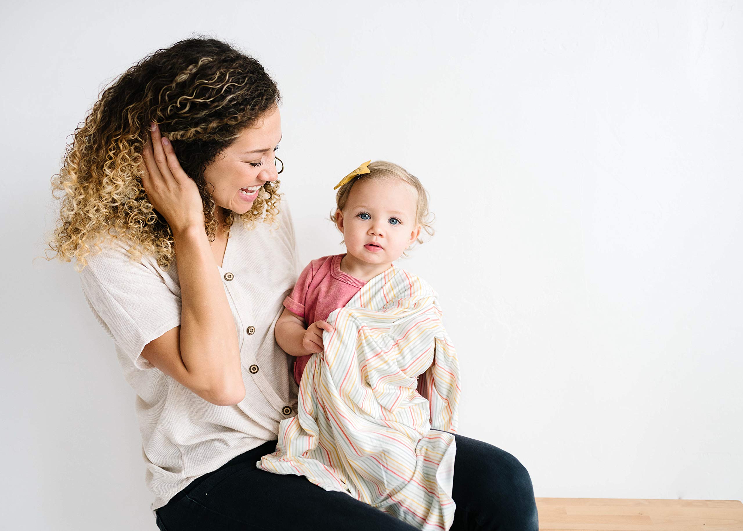 Large Premium Knit Baby Swaddle Receiving Blanket "Rainee" by Copper Pearl