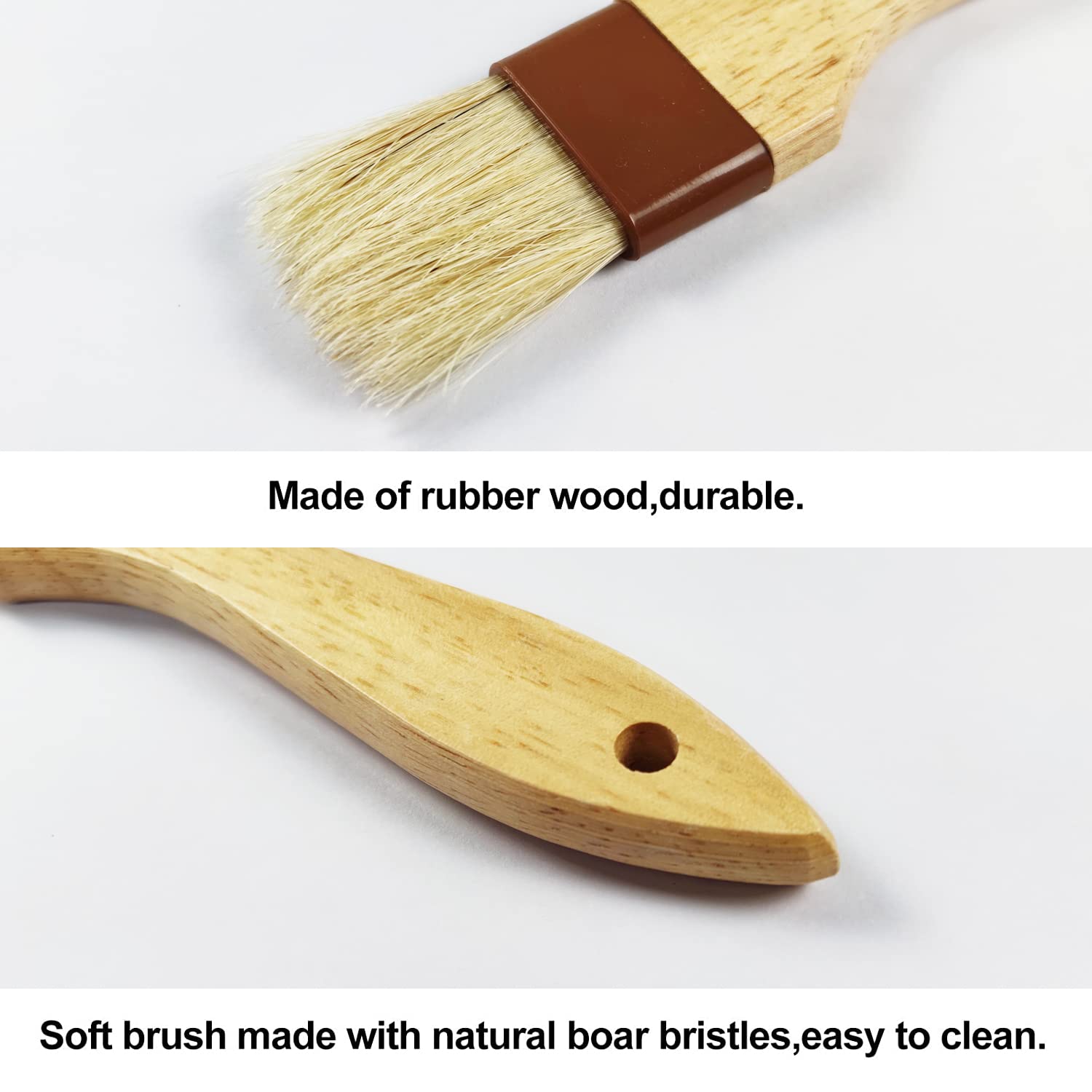 4 Pieces Pastry Brushes, Kitchen Basting Oil Brush with Natural Boar Bristle and Beech Wooden Handles Barbecue Oil Brush for Grill BBQ Sauce Baster Baking Cooking Marinade Brushes(1Inch & 1.5Inch)
