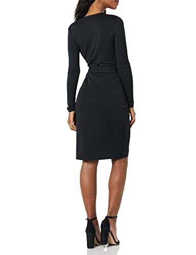 Amazon Essentials Women's Long Sleeve Classic Wrap Dress (Available in Plus Size), Black, XX-Large