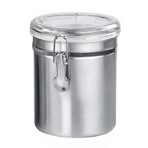 Cuisinox Stainless Steel Canister with Clear Acrylic Locking Lid, Satin - 4.8" x 6.3" (50 oz)