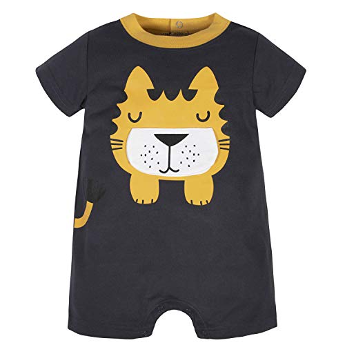 Gerber Baby Boys' 2-Pack Rompers, Grey Tiger, 3-6 Months