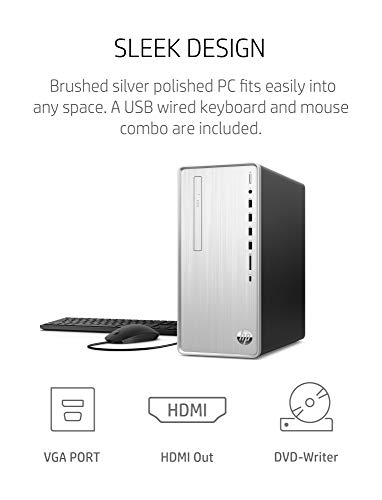 HP Pavilion Desktop, AMD Ryzen 7 4700G Processor, 16 GB of RAM, 512 GB SSD Storage, Windows 10 Home, Dual Display Support, Wireless Computer PC, for Gaming, Study, and Business (TP01-1160, 2020)